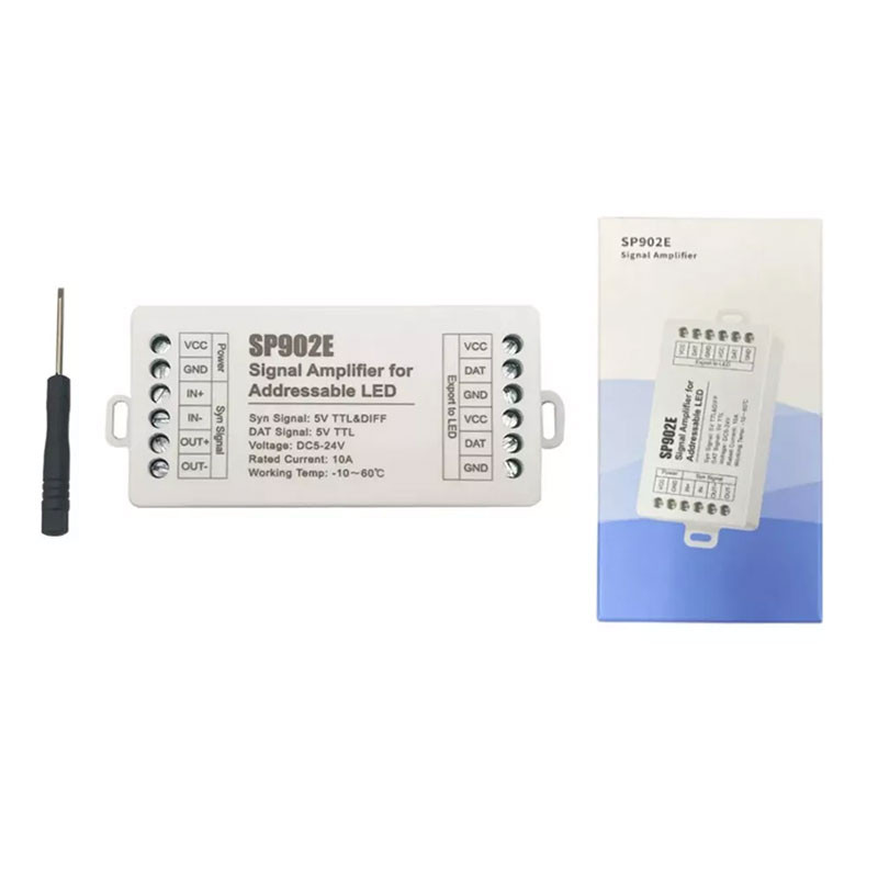 2-output signal amplifier for LED strip with dynamic effects
