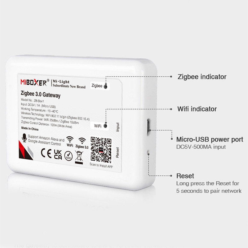 WLAN- und ZIGBEE-Adapter + Google- und Alexa-Sprachassistenten